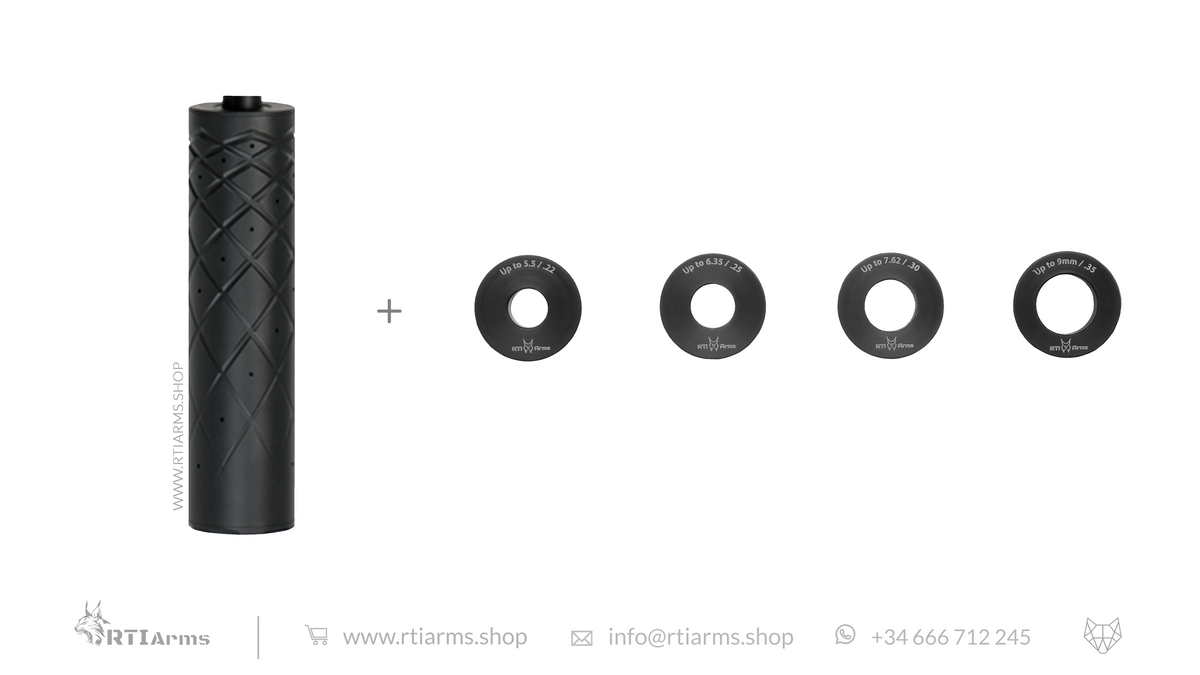 RTI · Hušh Suppressor · Aluminium · 50mm – EDGUN.SHOP